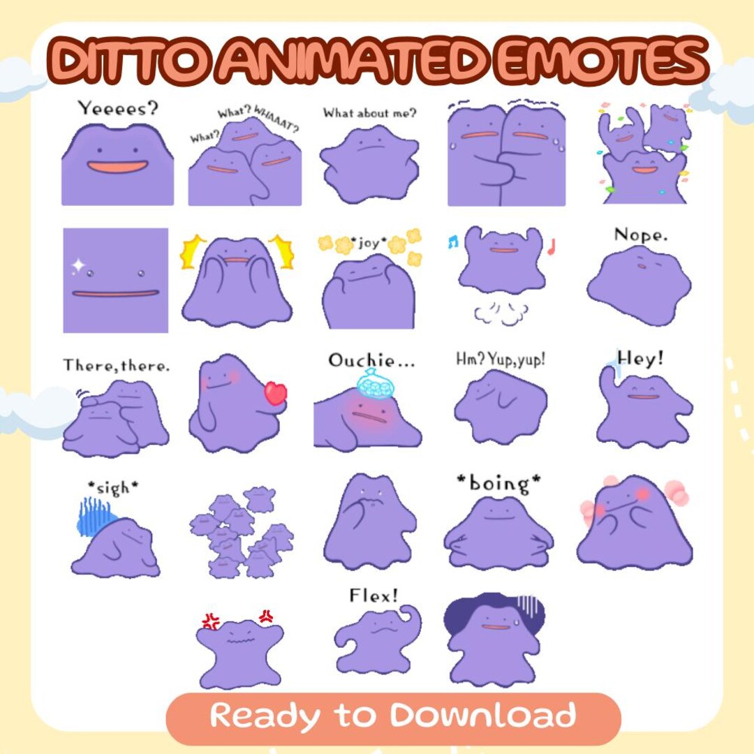 Ditto Animated Emotes | Pokemon | Retro | Twitch Emotes | Discord ...