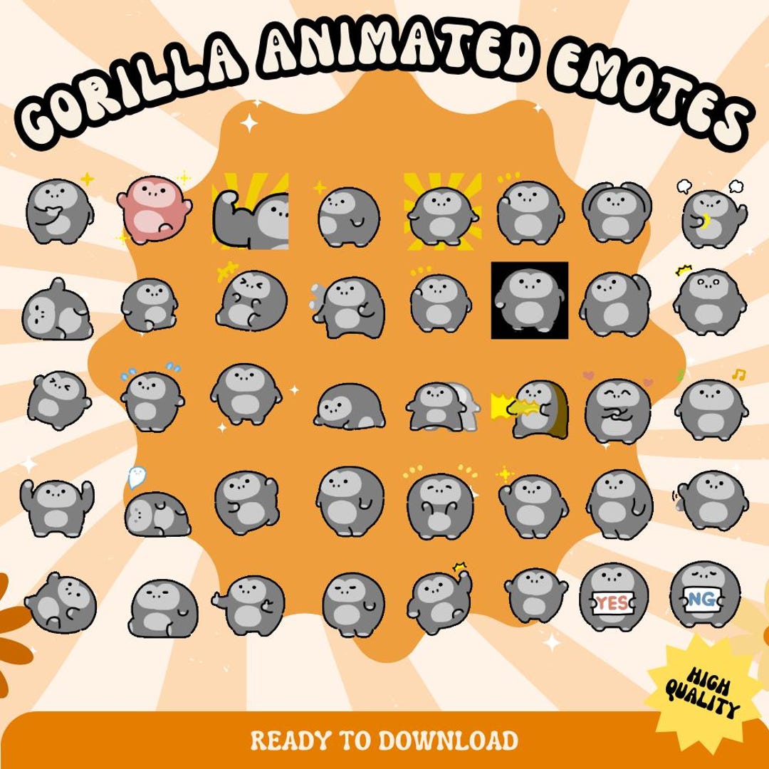 Gorilla Animated Emotes | Chibi | Funny | Meme | Cute | Twitch Emotes ...
