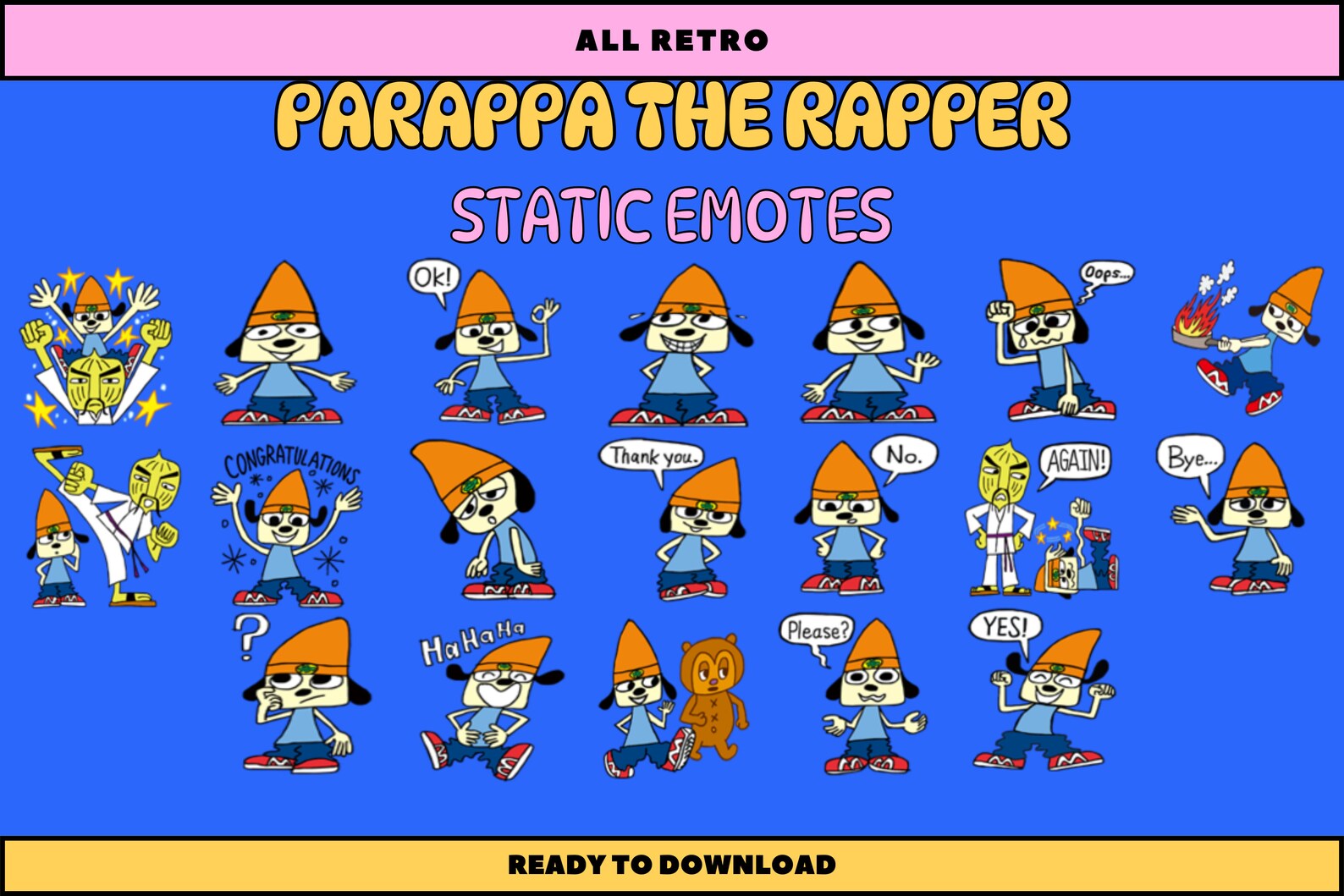 Parappa the Rapper Static Emotes Bundle for Twitch and Discord Twitch ...