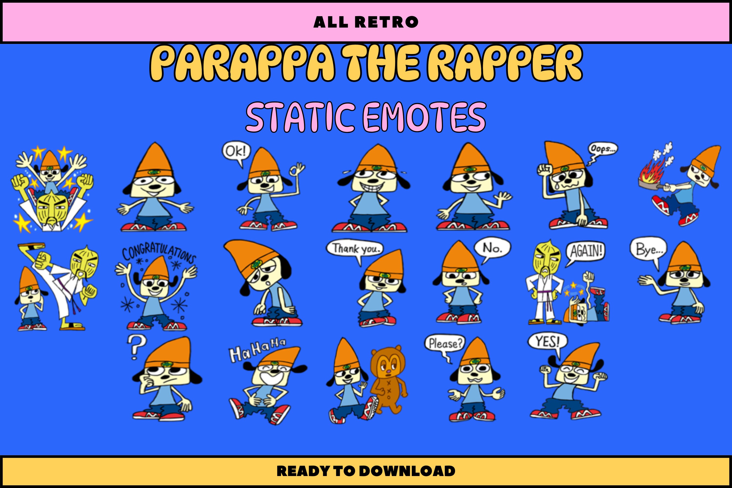 Parappa the Rapper Static Emotes Bundle for Twitch and Discord Twitch ...