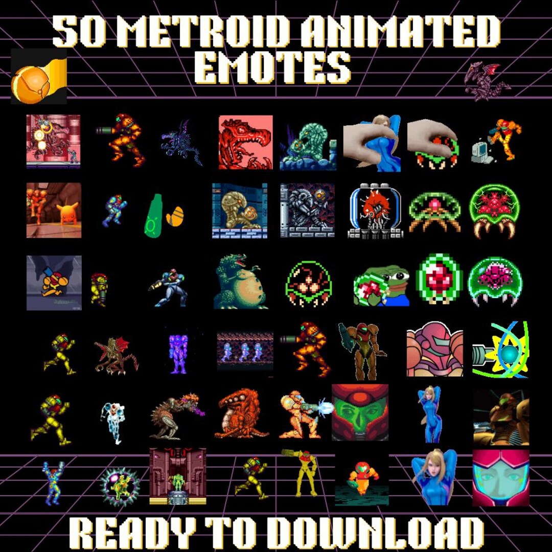 Metroid Animated Emotes | Samus | Samus Aran | Retro |twitch Emotes ...