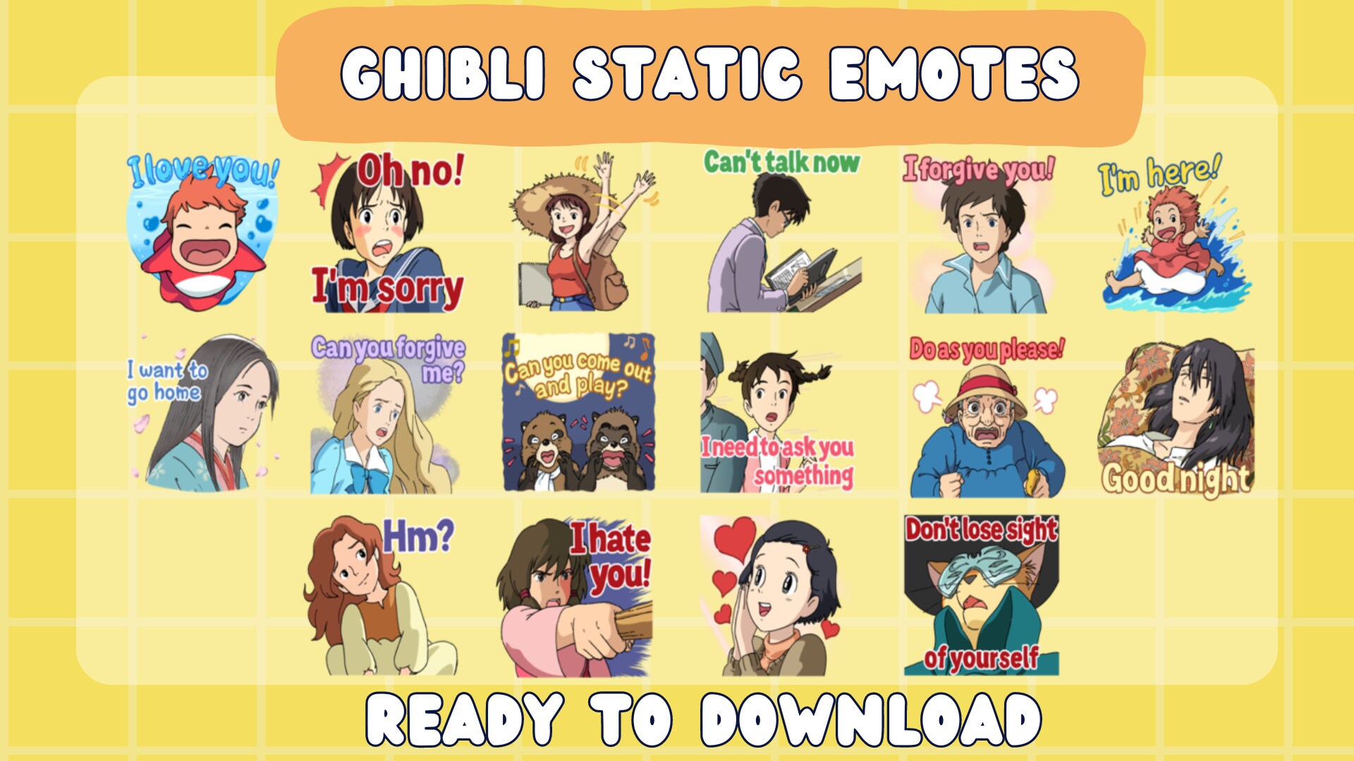 Ghibli Static Emotes Discord Emotes Twitch Emotes Streamer Emotes Anime ...