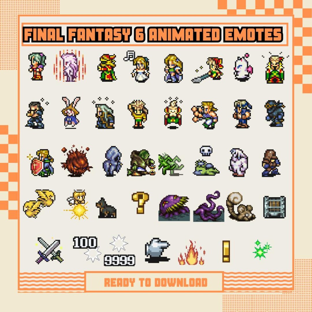 Final Fantasy 6 Animated Emotes for Twitch and Discord Twitch Emotes ...