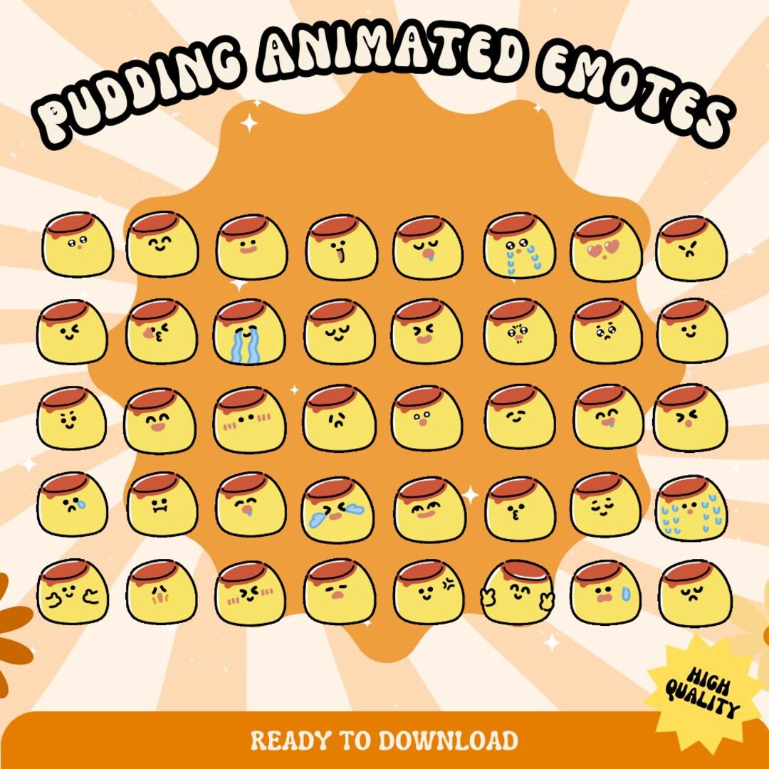 Pudding Animated Emotes | Dessert | Food | Chibi | Cute | Funny | Meme ...