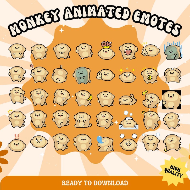 Monkey Animated Emotes | Chibi | Funny | Memes | Cute | Twitch Emotes ...