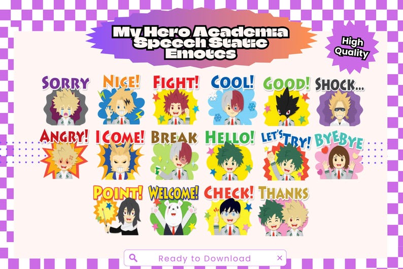 My Hero Academia Static Emotes Discord Emotes Twitch Emotes Streamer ...