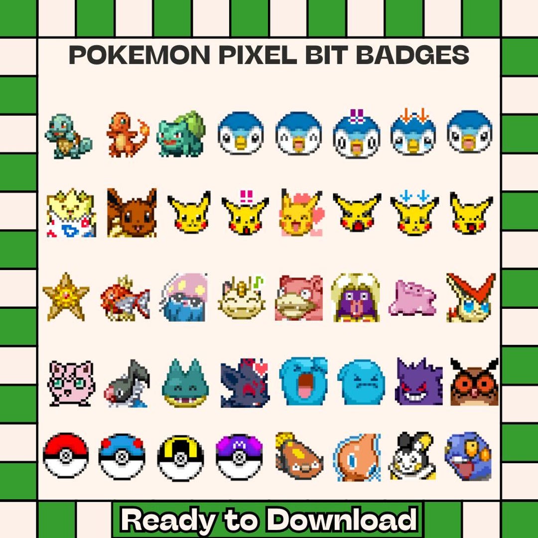 Pokemon Emotes | Pokemon Bit Badges | Static Emotes | Retro | Twitch ...