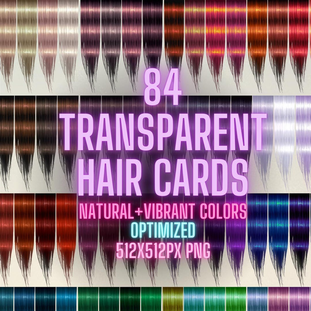 84 Color Hair Card Textures - Sims 4, IMVU, Second Life, Roblox, Game ...