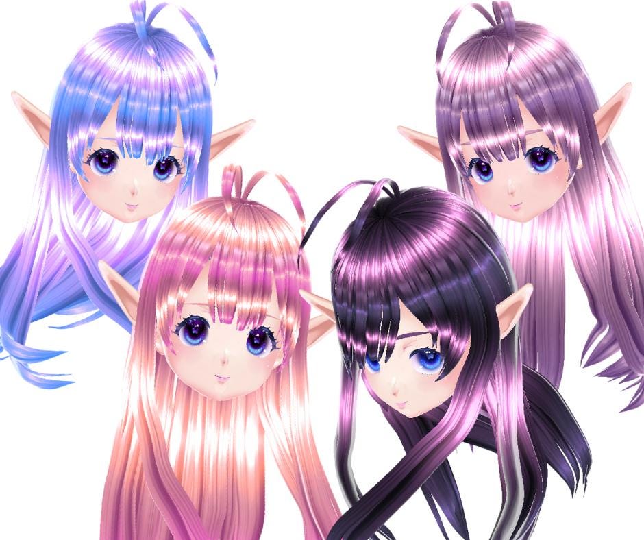 42 ULTRA SHINY Kawaii Hair Textures: 3D Modeling for Game Development ...