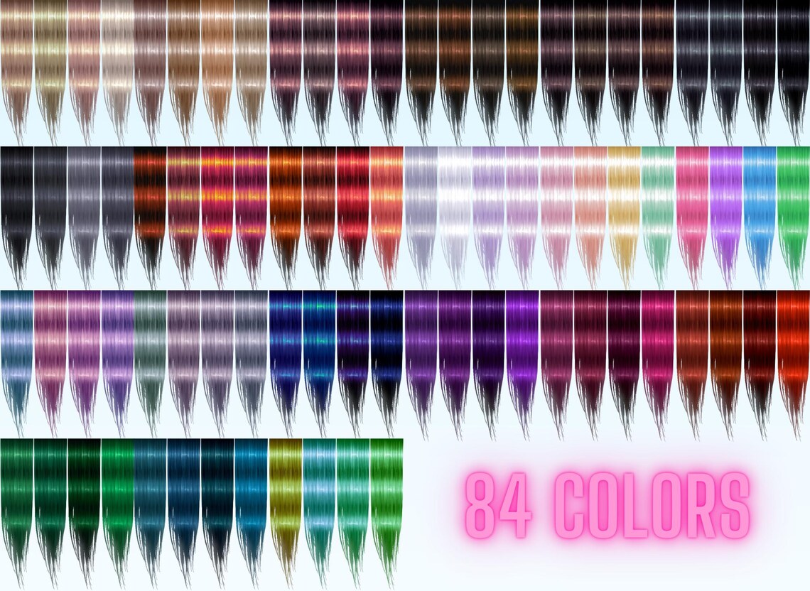 84 Color Hair Card Textures - Sims 4, IMVU, Second Life, Roblox, Game ...