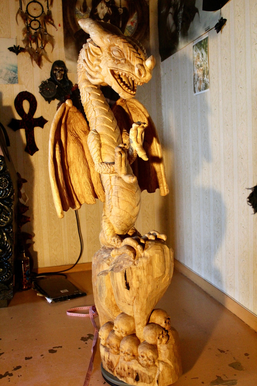 Wood Carving Dragon Sculpture - Etsy