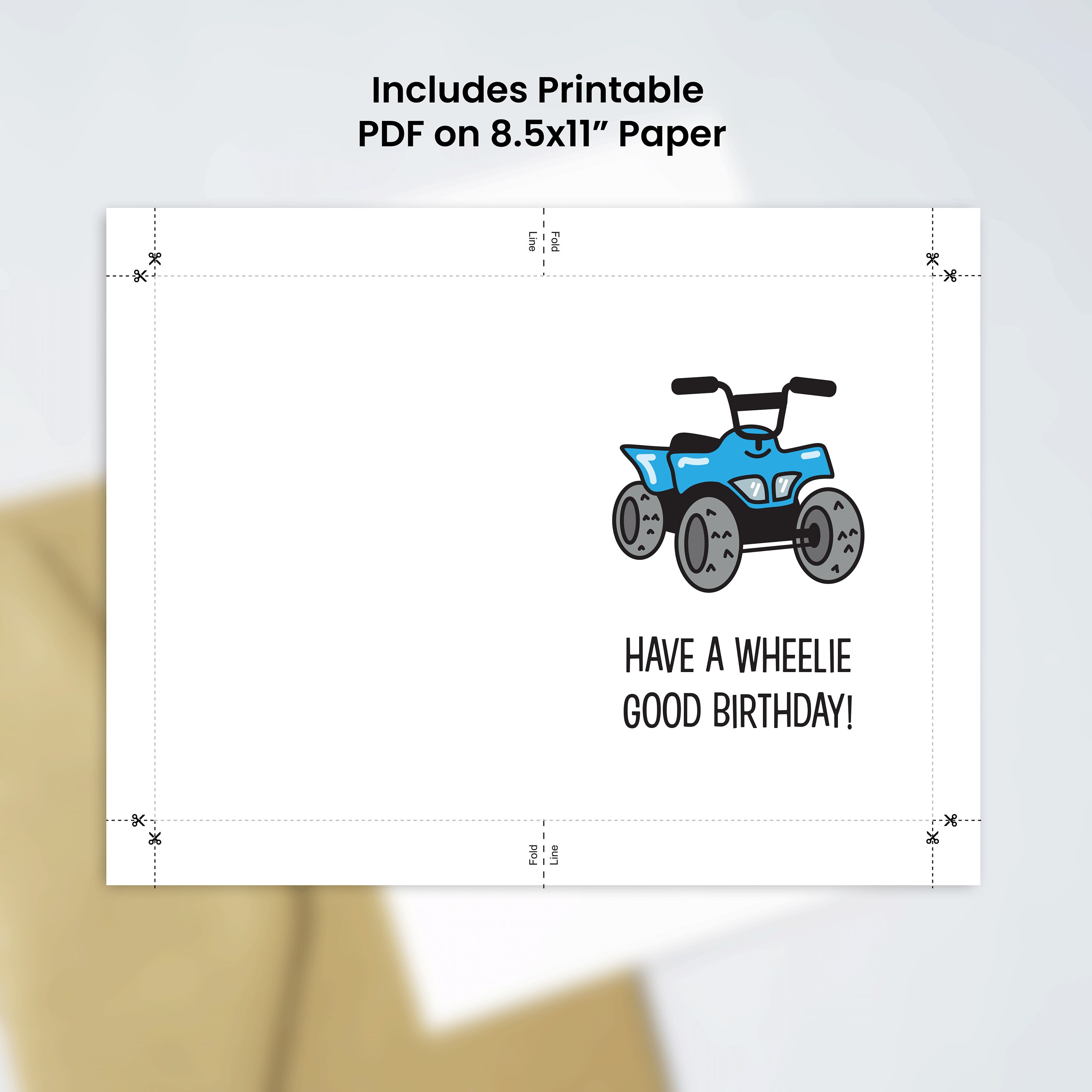 Have A Wheelie Good Birthday Card | 5x7" | Instant Download | Print at ...