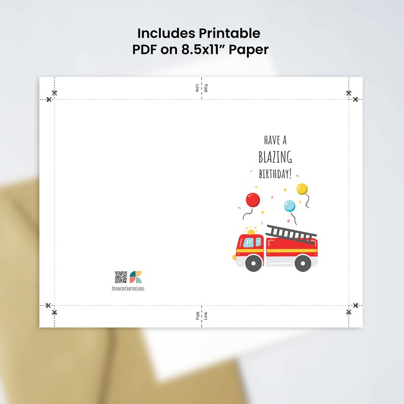 Firetruck Birthday Card | 5x7 | Have a Blazing Birthday | Instant ...