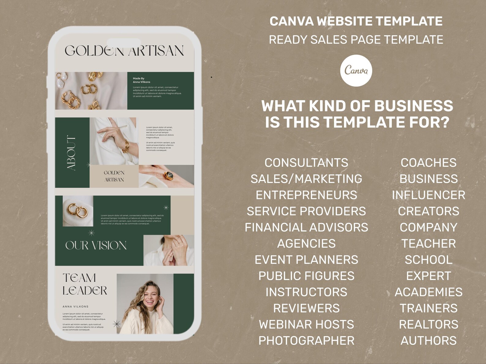 Sales Page, Canva Website, Ready Canva Template, Landing Page, Website ...
