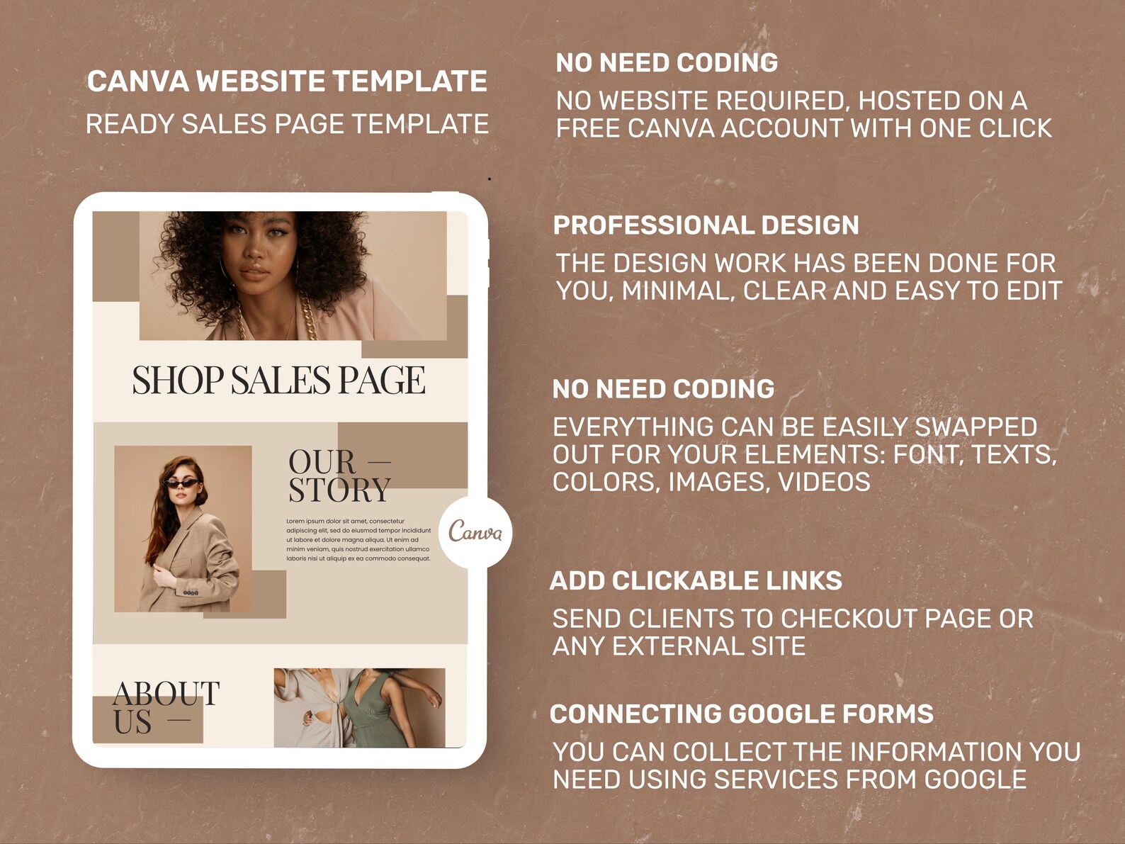 Sales Page Template, Canva Website, Canva Lead Magnet Editable Landing ...