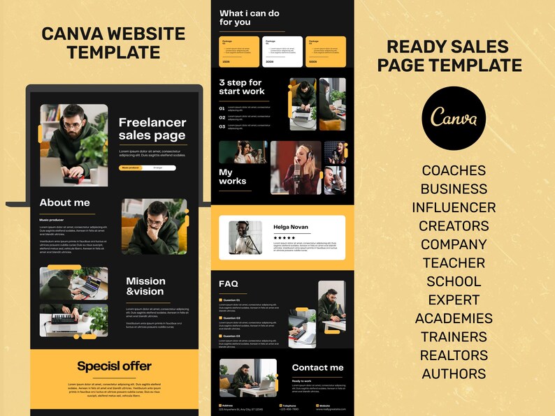 Website Templates, Canva Website, Sales Page Website, Web Design ...