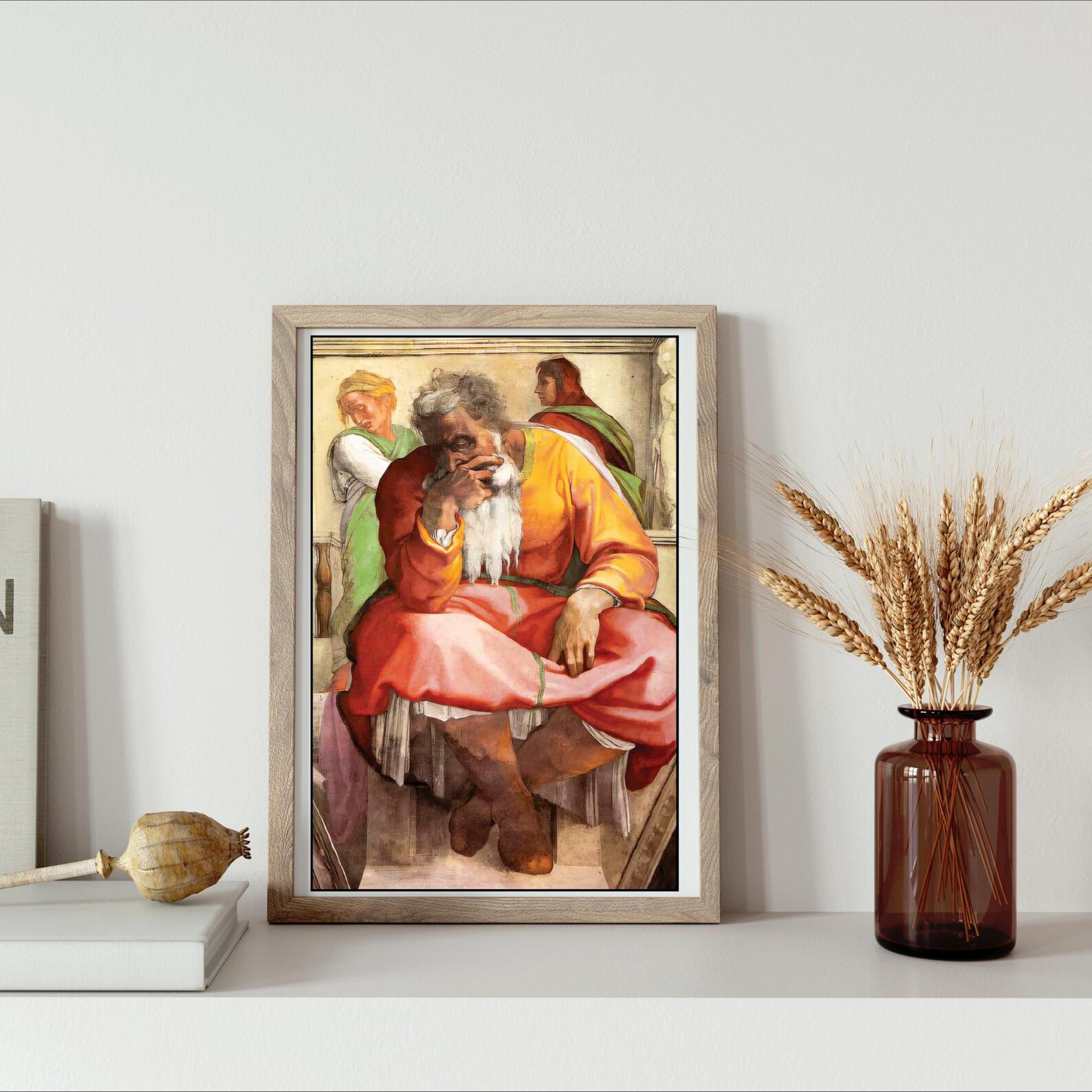 Michelangelo Prophet Jeremiah Wall Art Religious Print Chapel Scene ...