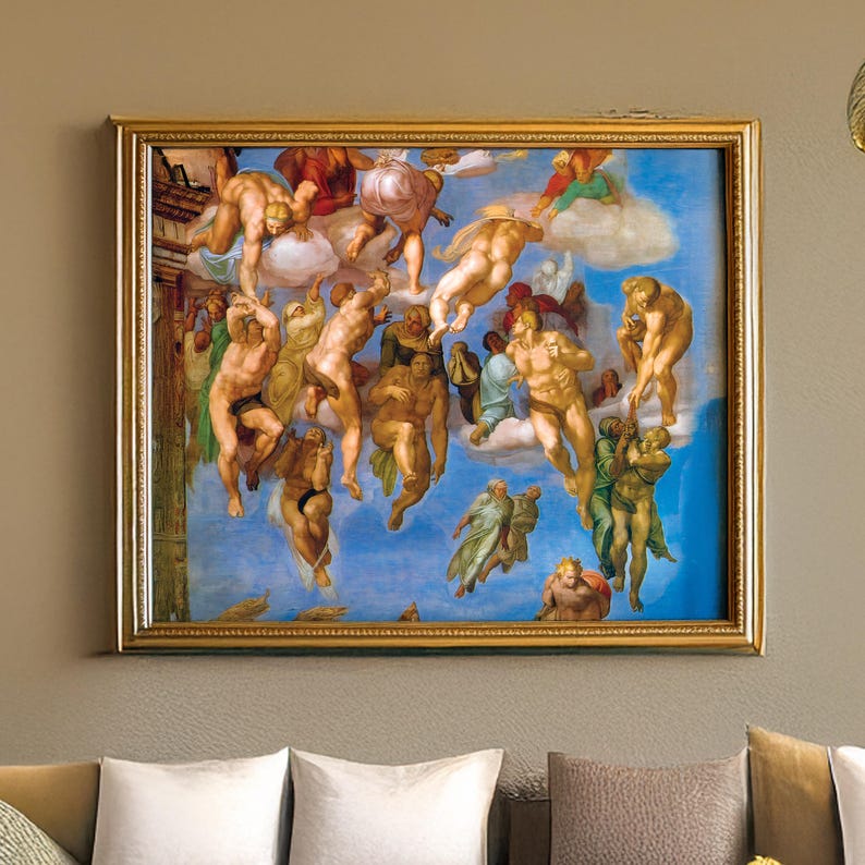 Michelangelo Last Judgment Print: Chapel Scene Biblical Art (digital ...