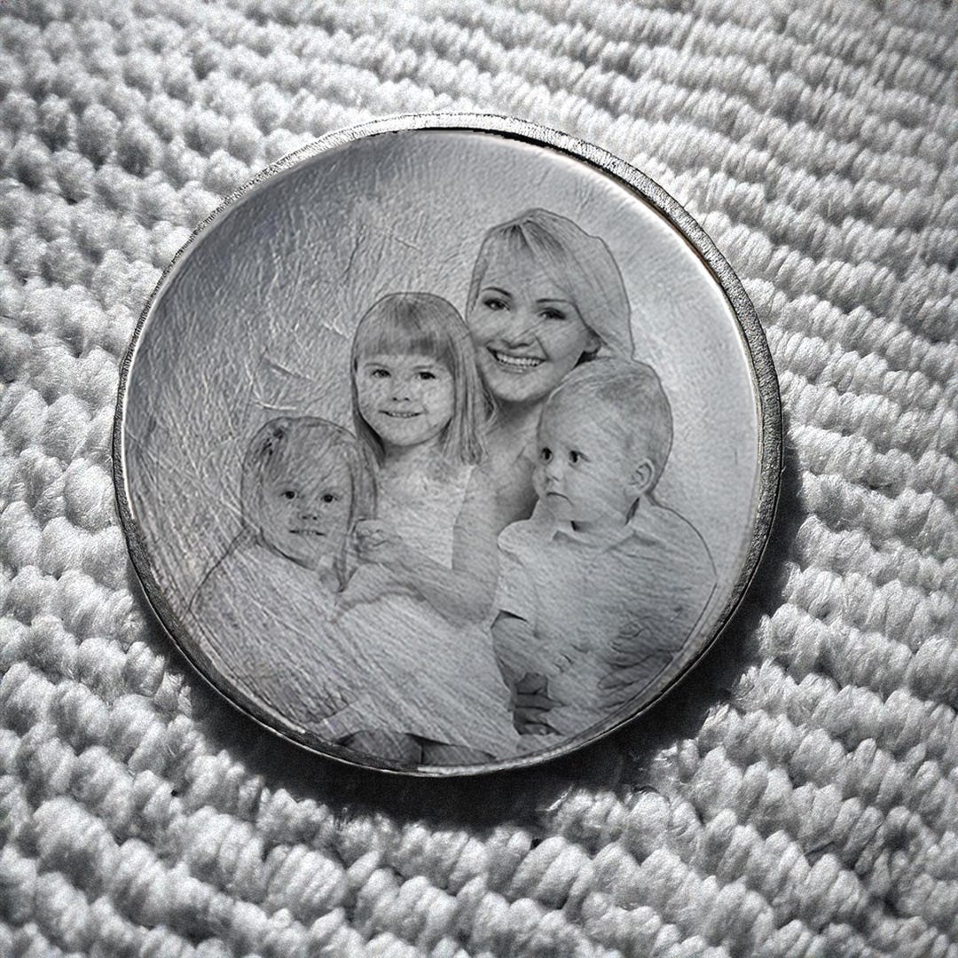 Laser Engraved Photo Coin: Personalized Stainless Steel Portrait ...