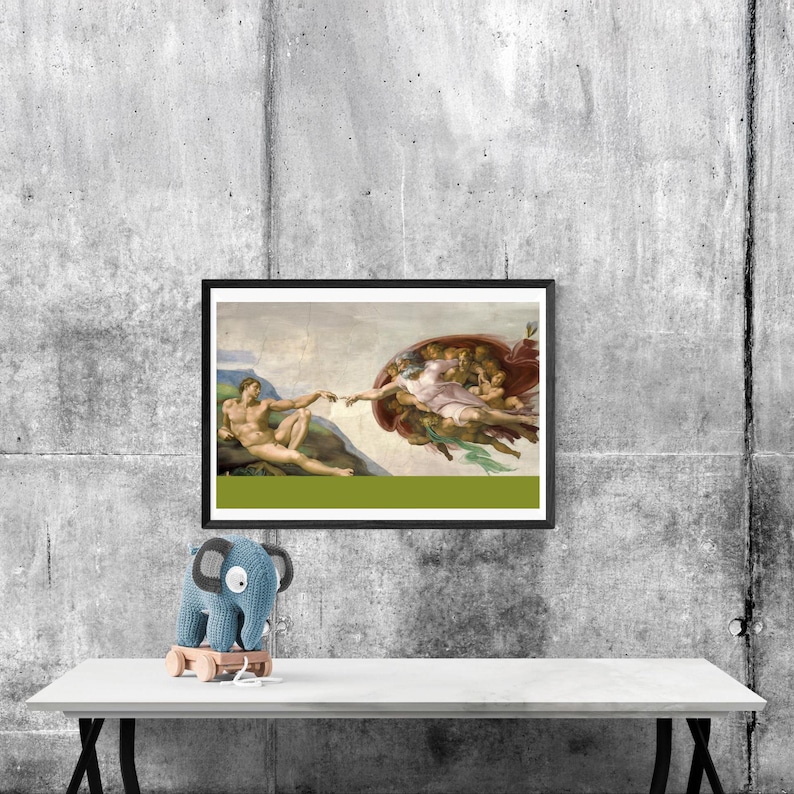 Michelangelo's Creation of Adam Print: Renaissance Chapel Scene ...