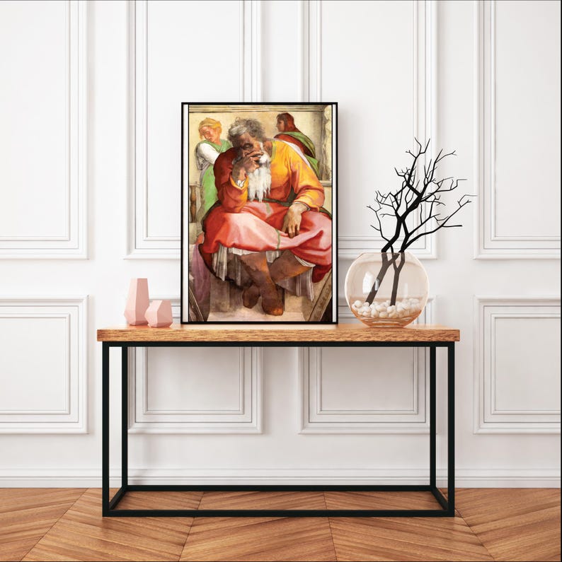 Michelangelo Prophet Jeremiah Wall Art Religious Print Chapel Scene ...
