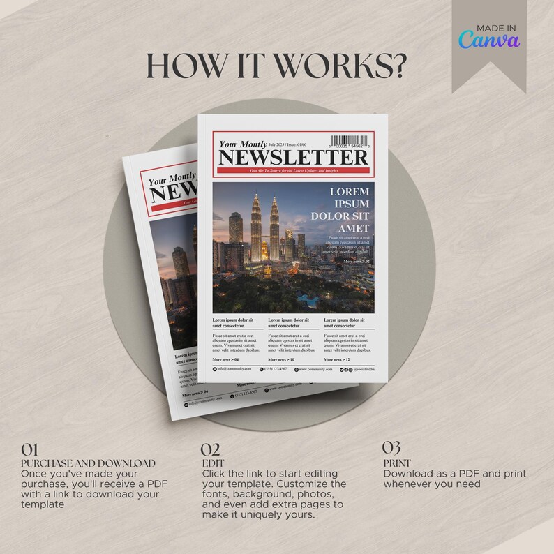 A4 Canva Newsletter Template, 18 Page, Business, School (digital ...