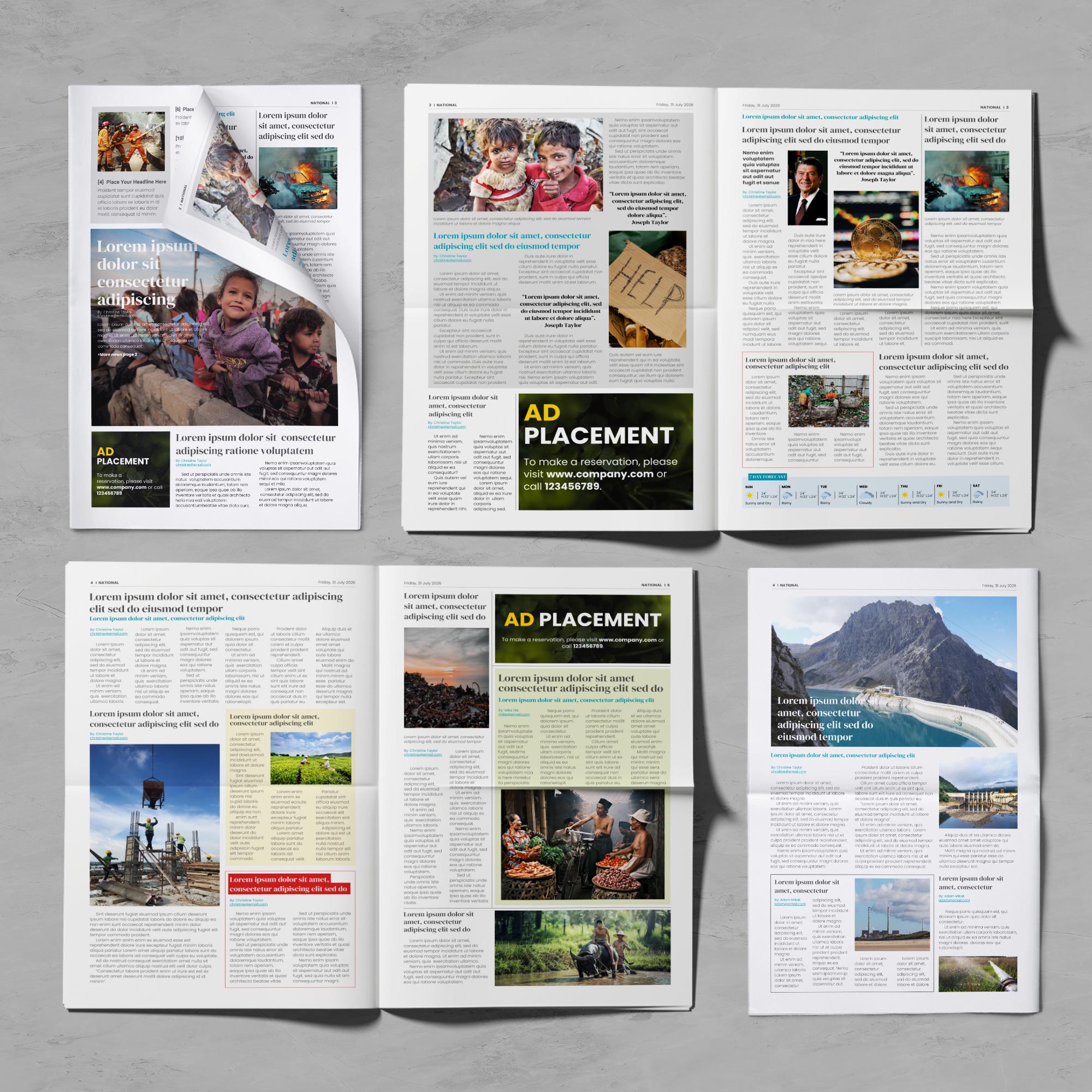 Tabloid Newspaper Template Bundle | Editable Layouts, Canva Compatible ...