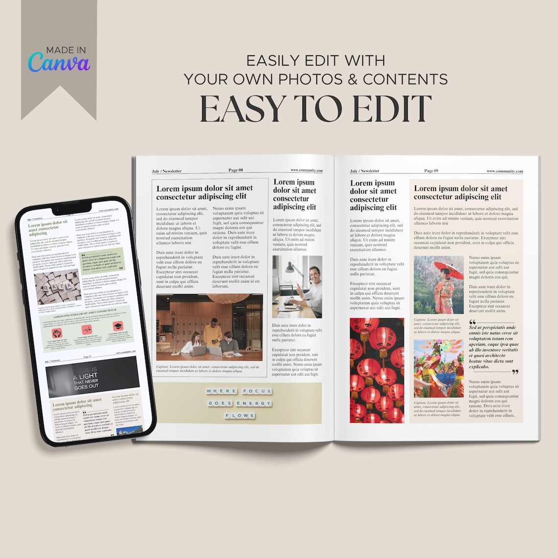A4 Canva Newsletter Template, 18 Page, Business, School (digital ...