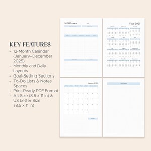 Minimalist 2025 Planner | Printable Digital PDF | Monthly and Daily ...