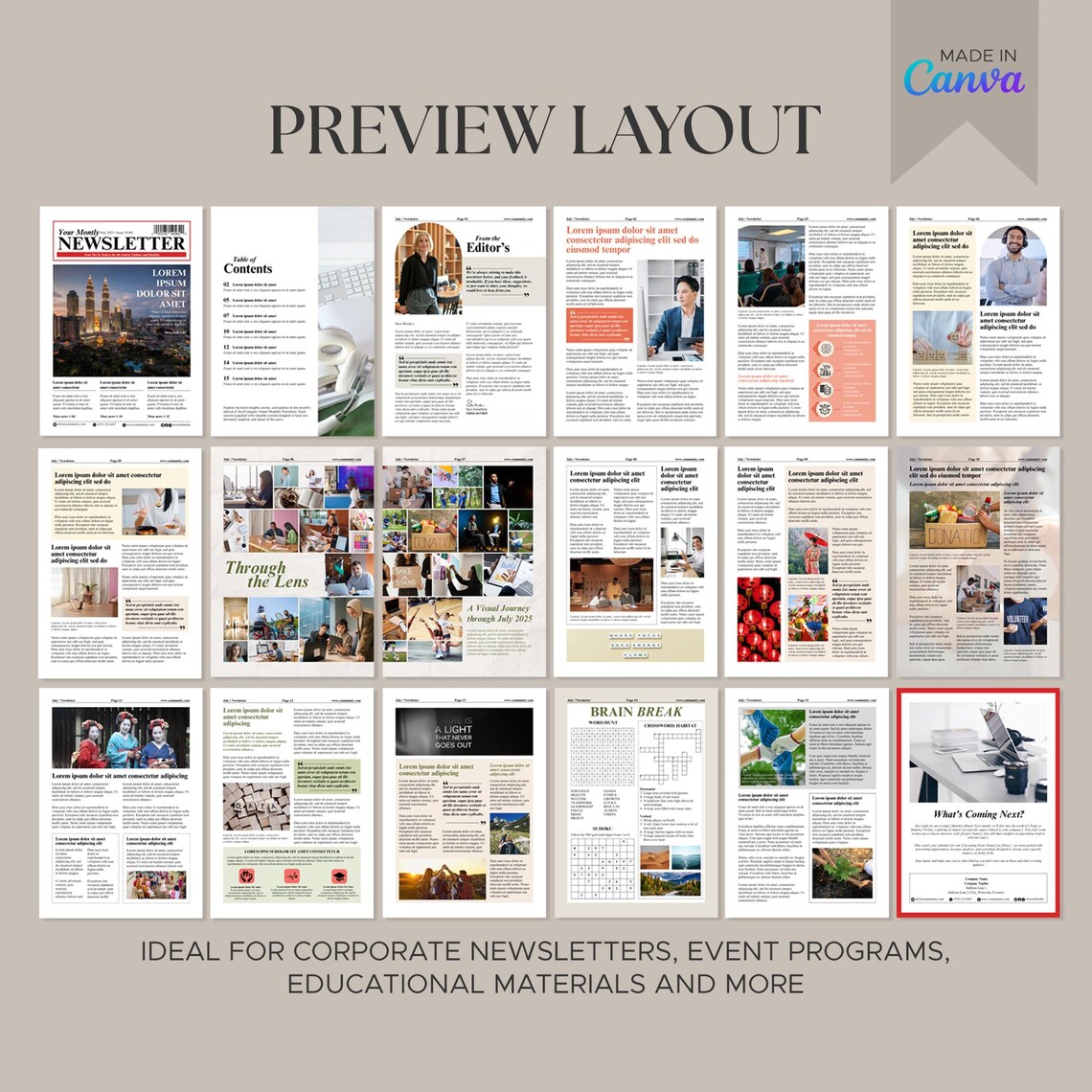 Canva Newsletter Template-a4 Newsletter, Business Newsletter, School ...