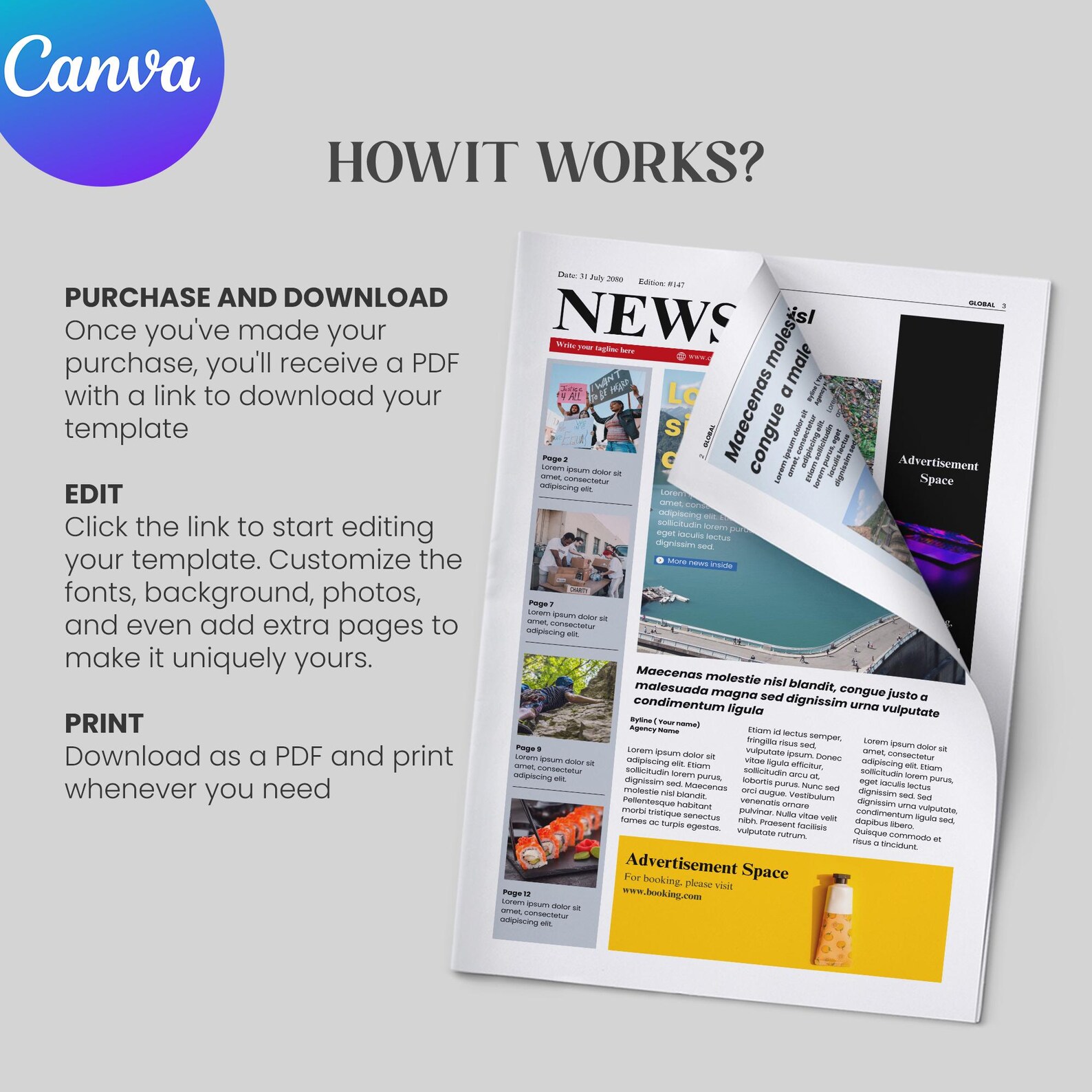 News Today Tabloid Newspaper Template - Editorial, Corporate, Business ...