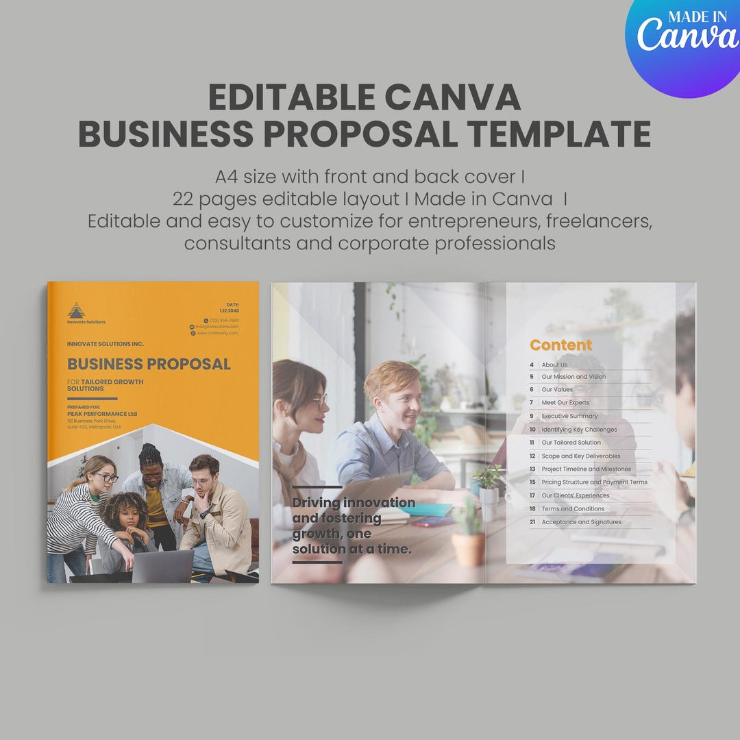 Editable Canva Business Proposal Template | Professional Canva Business ...