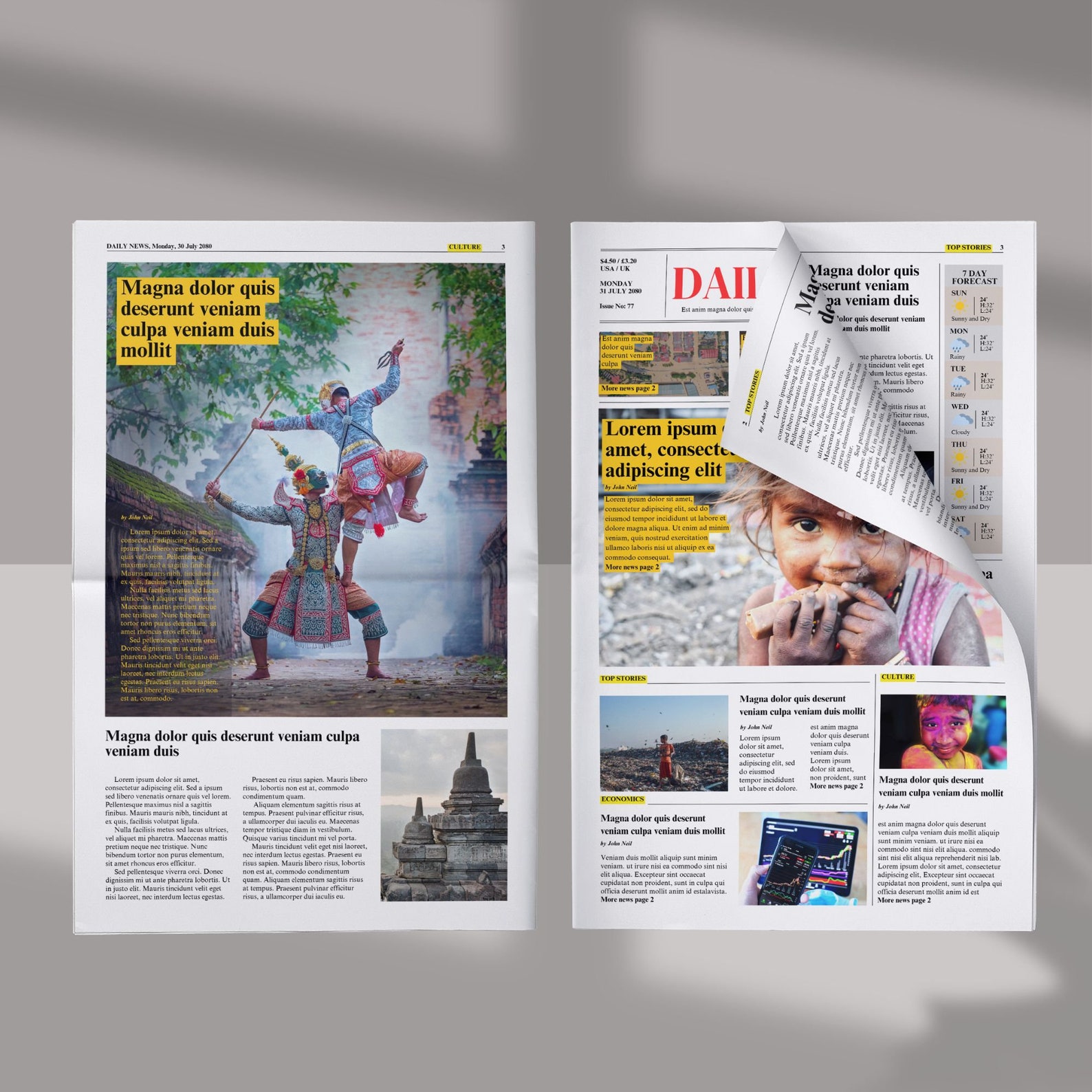 Daily News Newspaper Template - Tabloid, Editorial, Business, Instant ...
