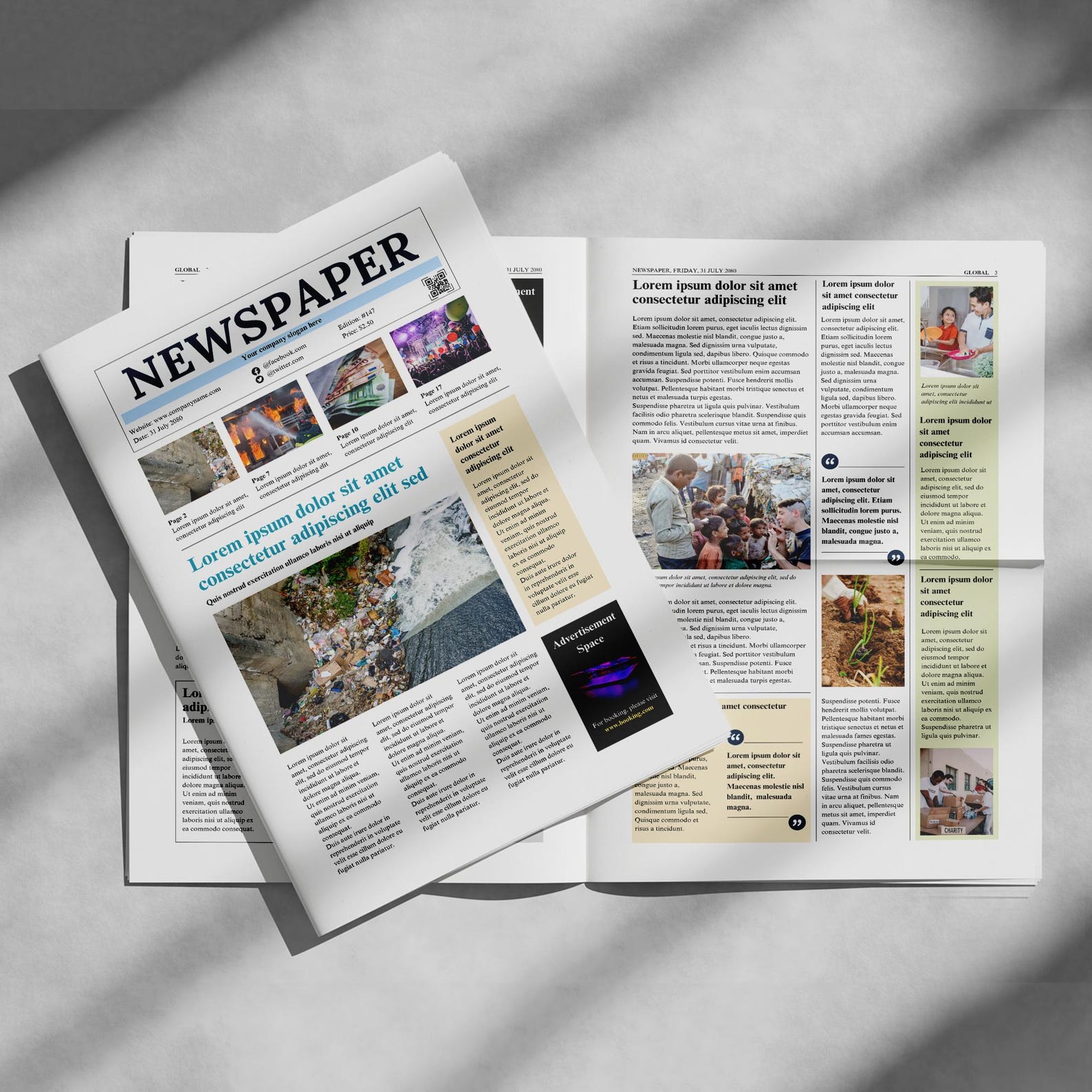 Tabloid Newspaper Template - Editorial, Corporate, Business, Instant ...