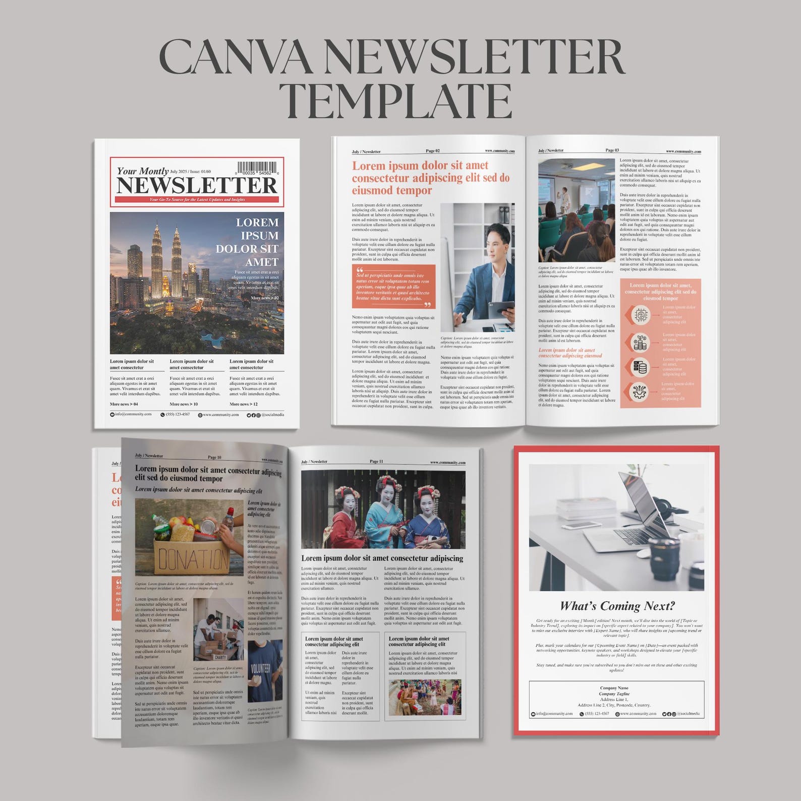 A4 Canva Newsletter Template, 18 Page, Business, School (digital ...