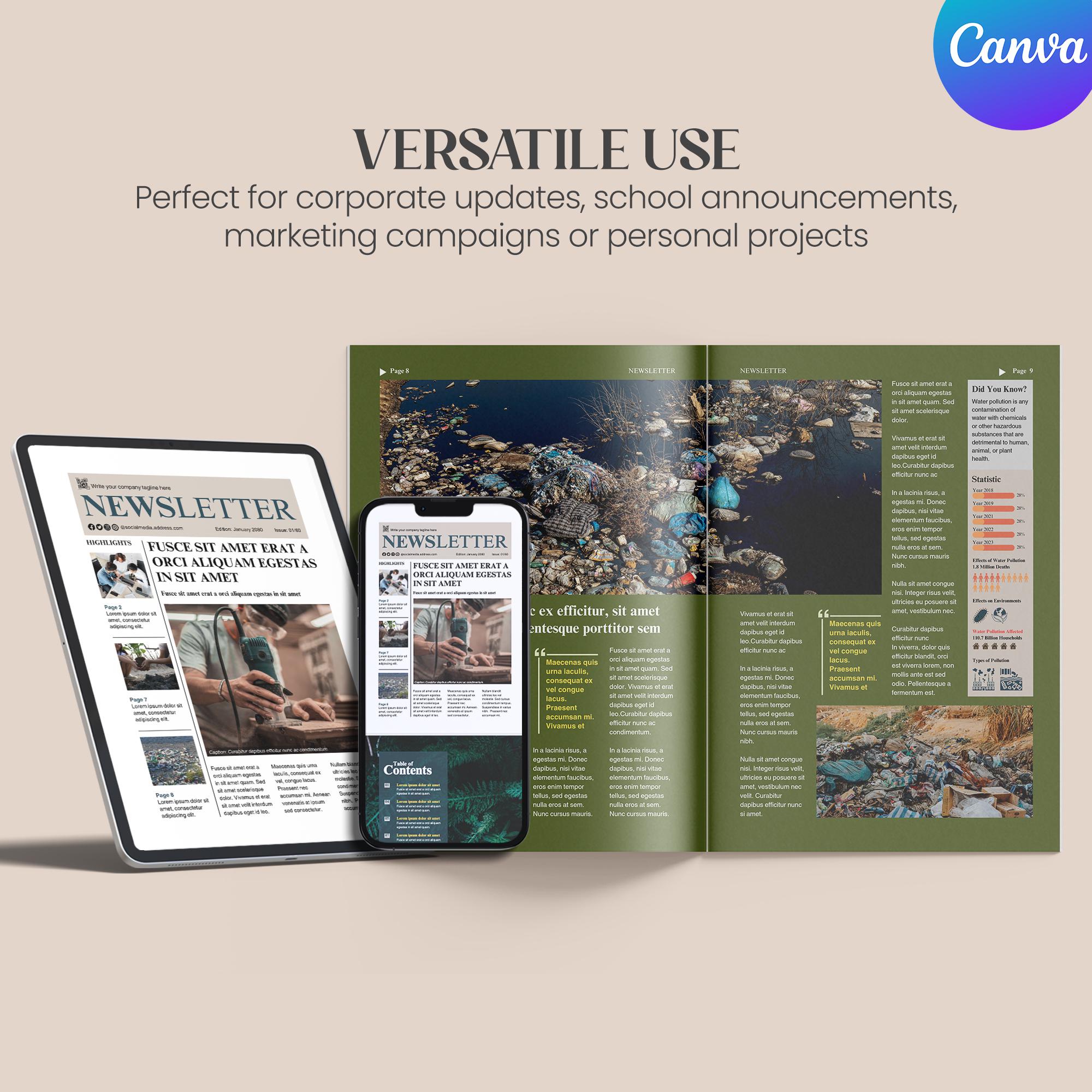 A4 Newsletter Template – 16 Page Editorial Layout (canva, Instant ...
