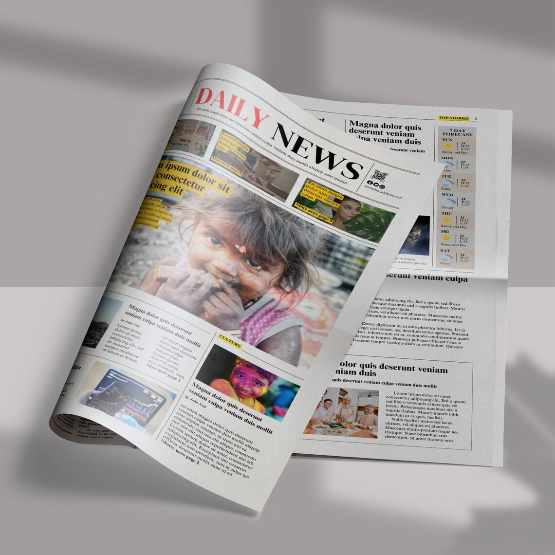 Daily News Newspaper Template - Tabloid, Editorial, Business, Instant ...