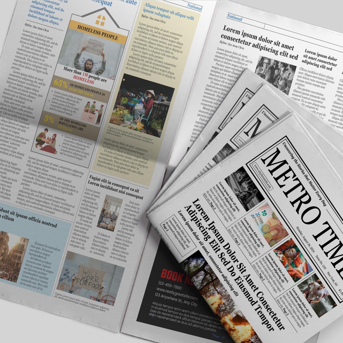 Classic Tabloid Newspaper Template, Editable 6-page Canva Layout - Etsy
