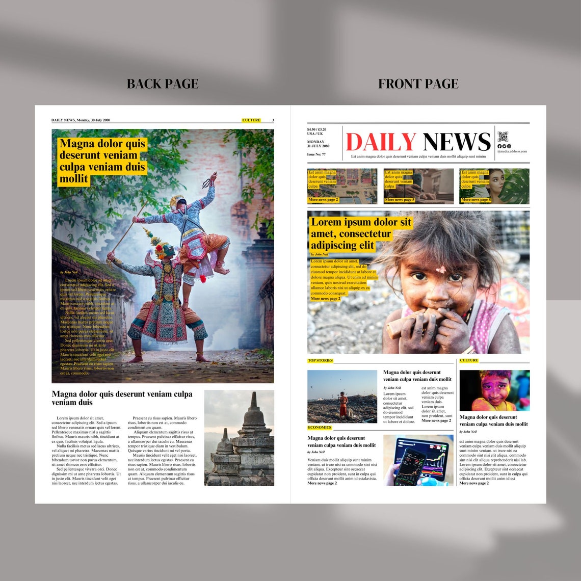 Daily News Newspaper Template - Tabloid, Editorial, Business, Instant ...