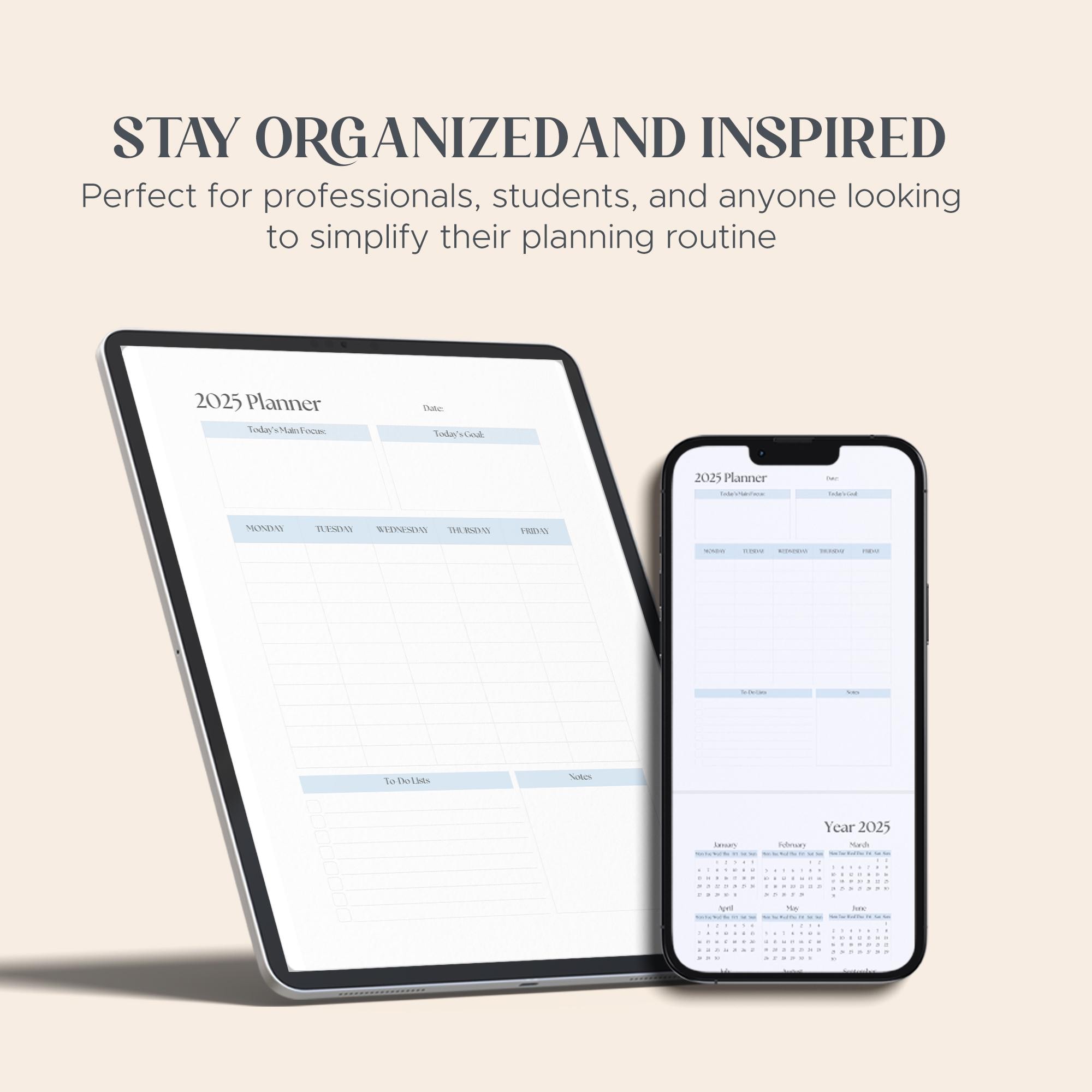 Minimalist 2025 Planner Printable Digital PDF Monthly and Daily ...
