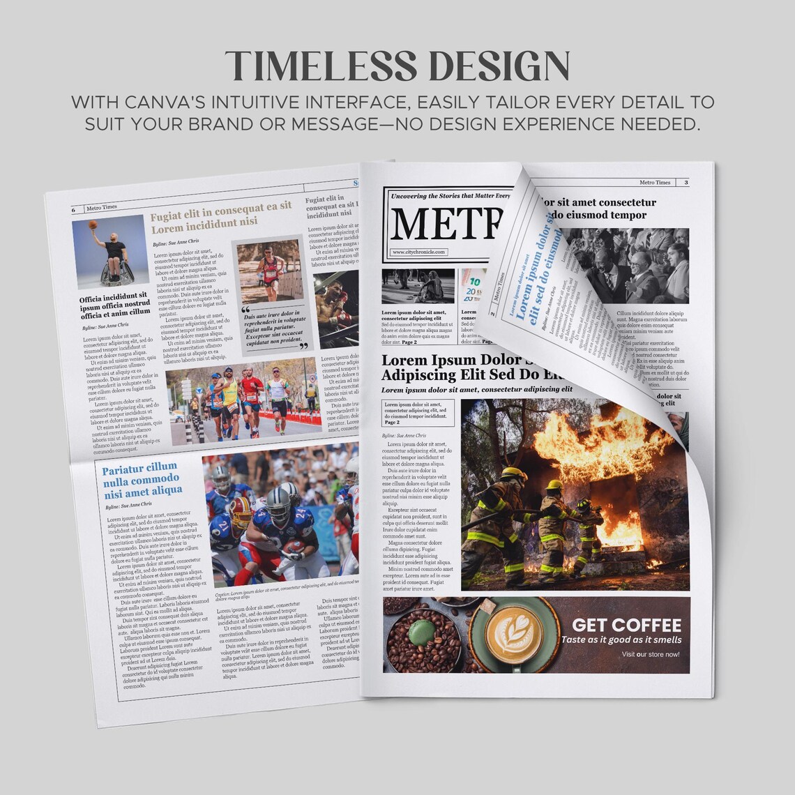 Classic Tabloid Newspaper Template, Editable 6-page Canva Layout - Etsy