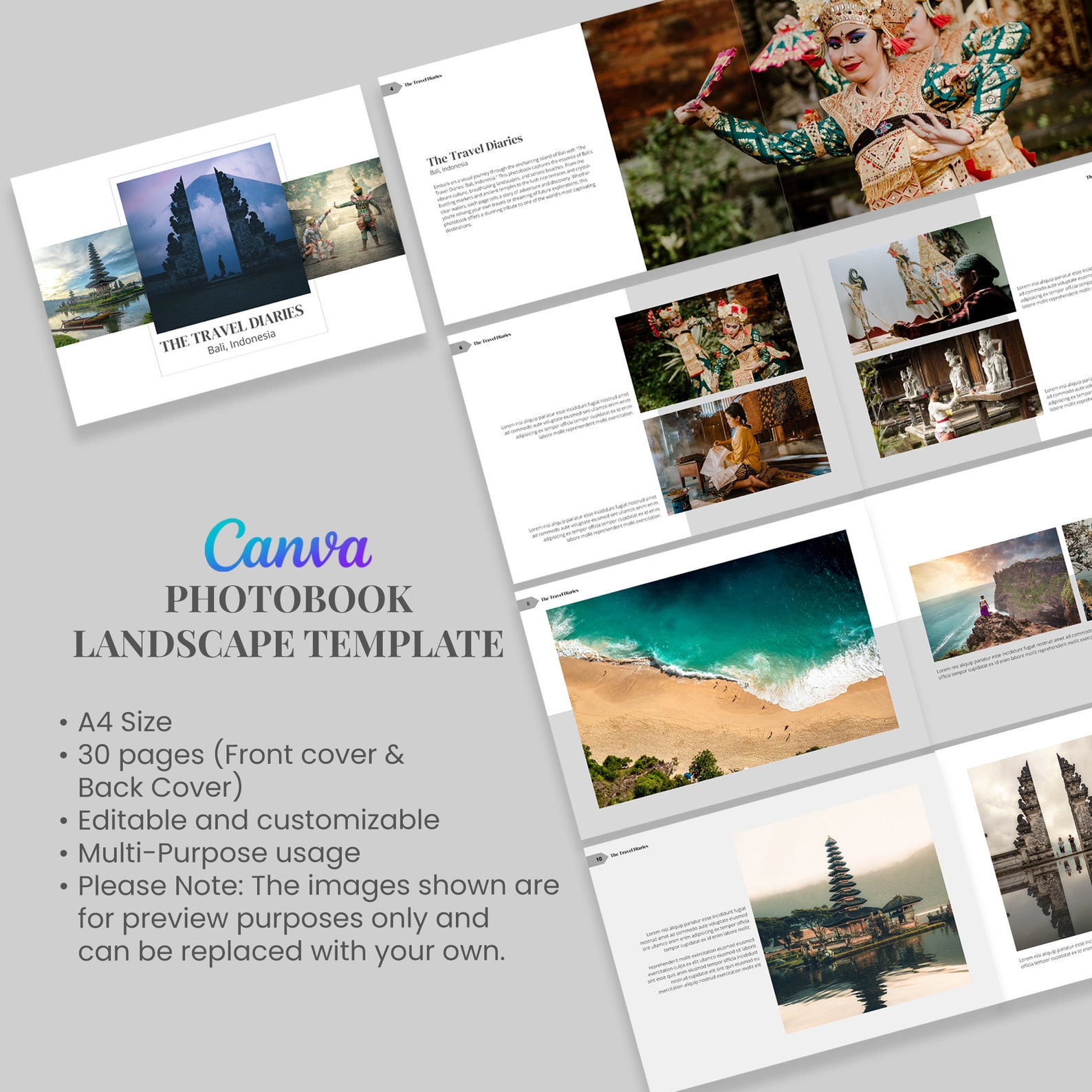 A4 Landscape Photobook Canva Template – 30 Page Editorial Layout ...