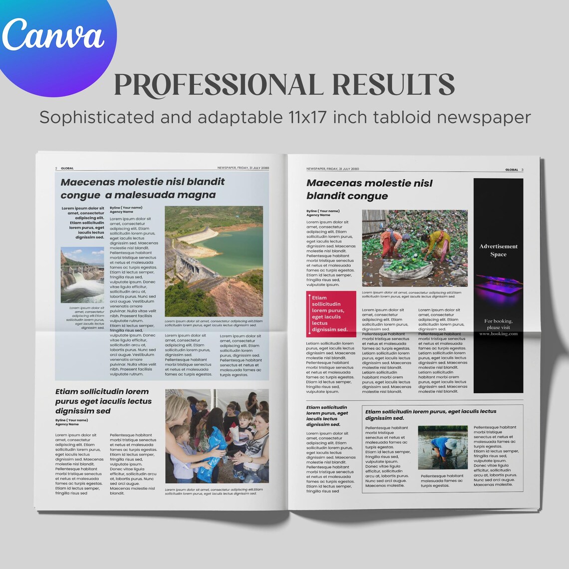 News Today Tabloid Newspaper Template - Editorial, Corporate, Business ...