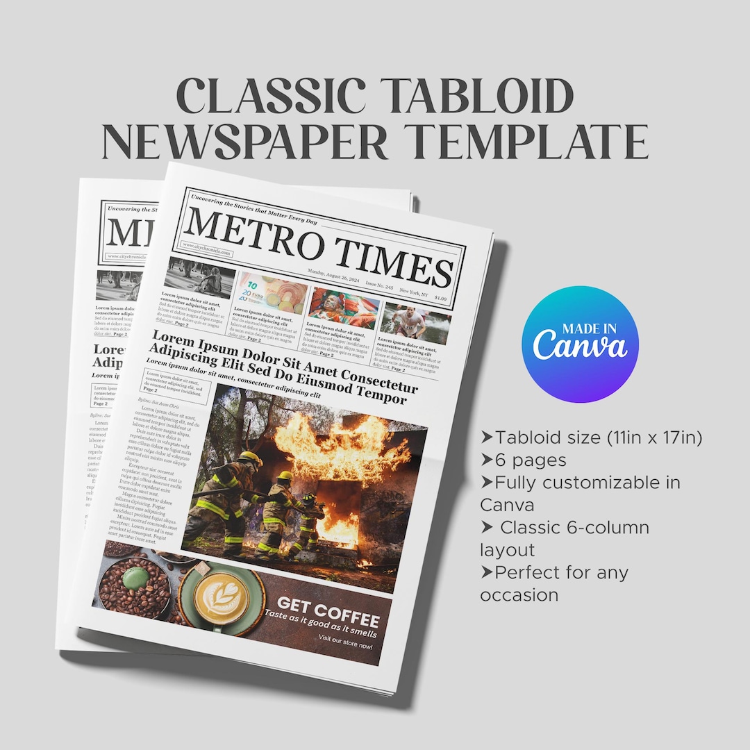 Classic Tabloid Newspaper Template-business Template, Broadsheet ...