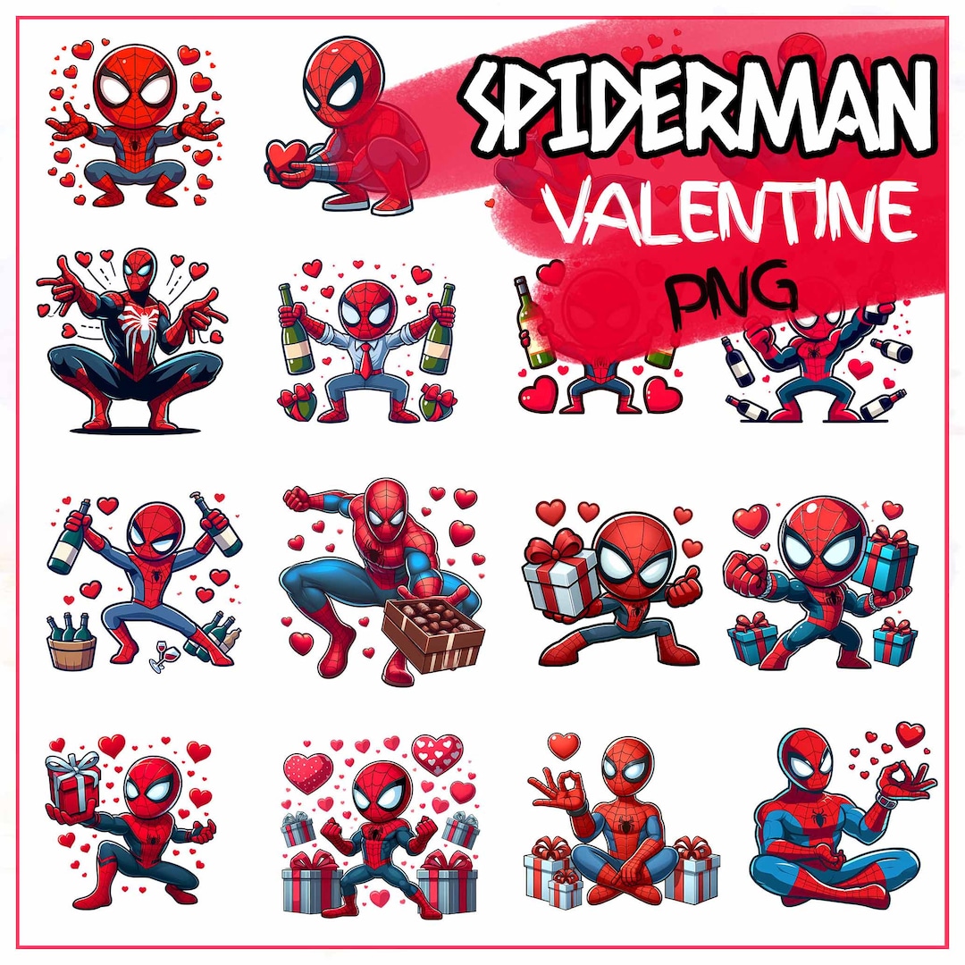 Spidey Love Png, Spider Hero Valentines, Valentines Clipart, Super Hero ...