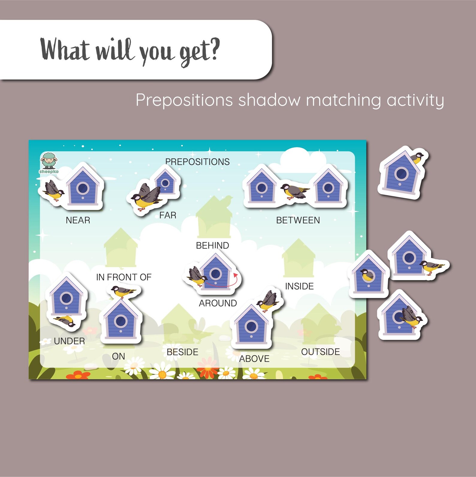Preposition Activity, Preposition Matching, Positional Words Printable ...