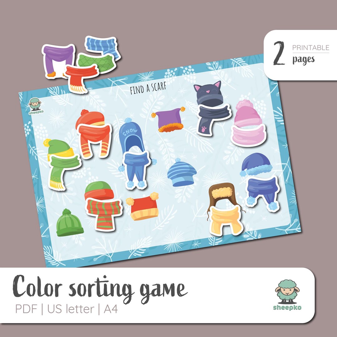 Color Sorting Activity, Winter Busy Book, Winter Quiet Game, Toddler ...