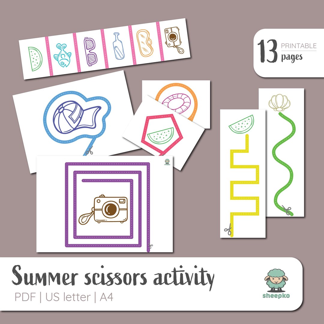 Summer Scissor Skills Printable for Preschoolers - Montessori Fine ...