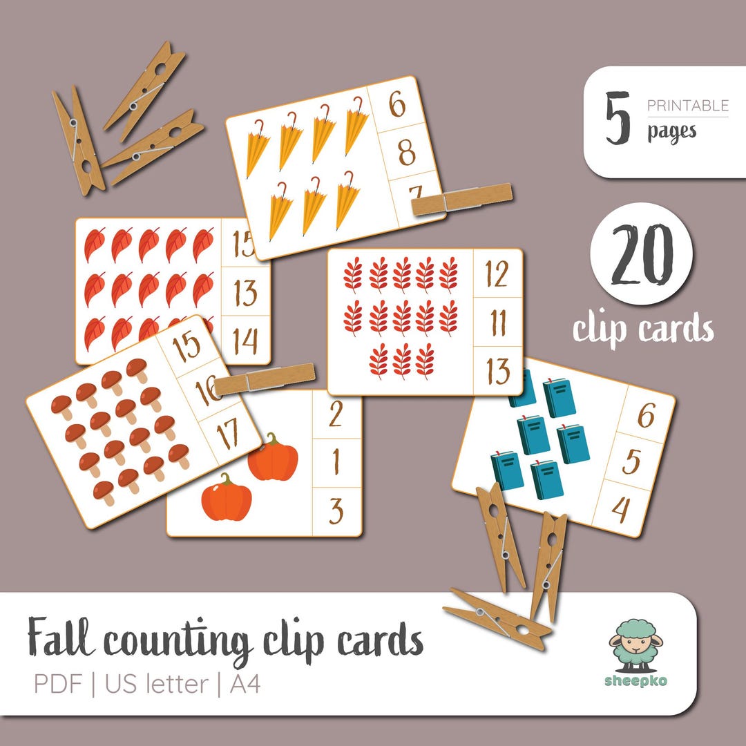 Fall Counting Clip Cards for Toddlers - Montessori Homeschool and ...