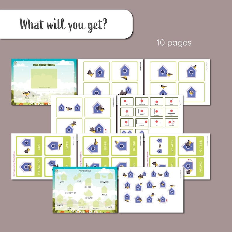 Preposition Activity, Preposition Matching, Positional Words Printable ...